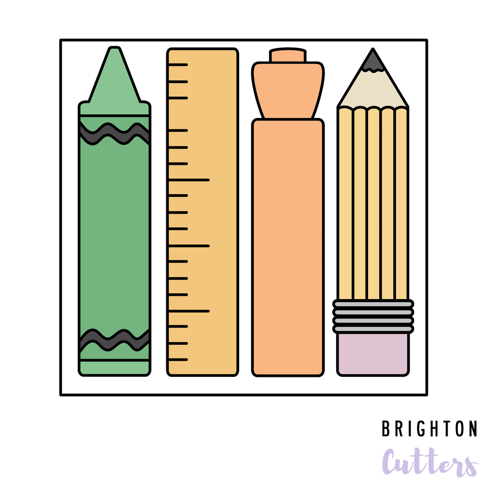 Crayon / Ruler / Highlighter / Pencil Cookie Cutter | Brighton Cutters LLC