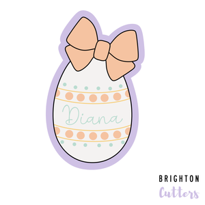 Easter Egg with Lopsided Bow Cookie Cutter | Brighton Cutters LLC