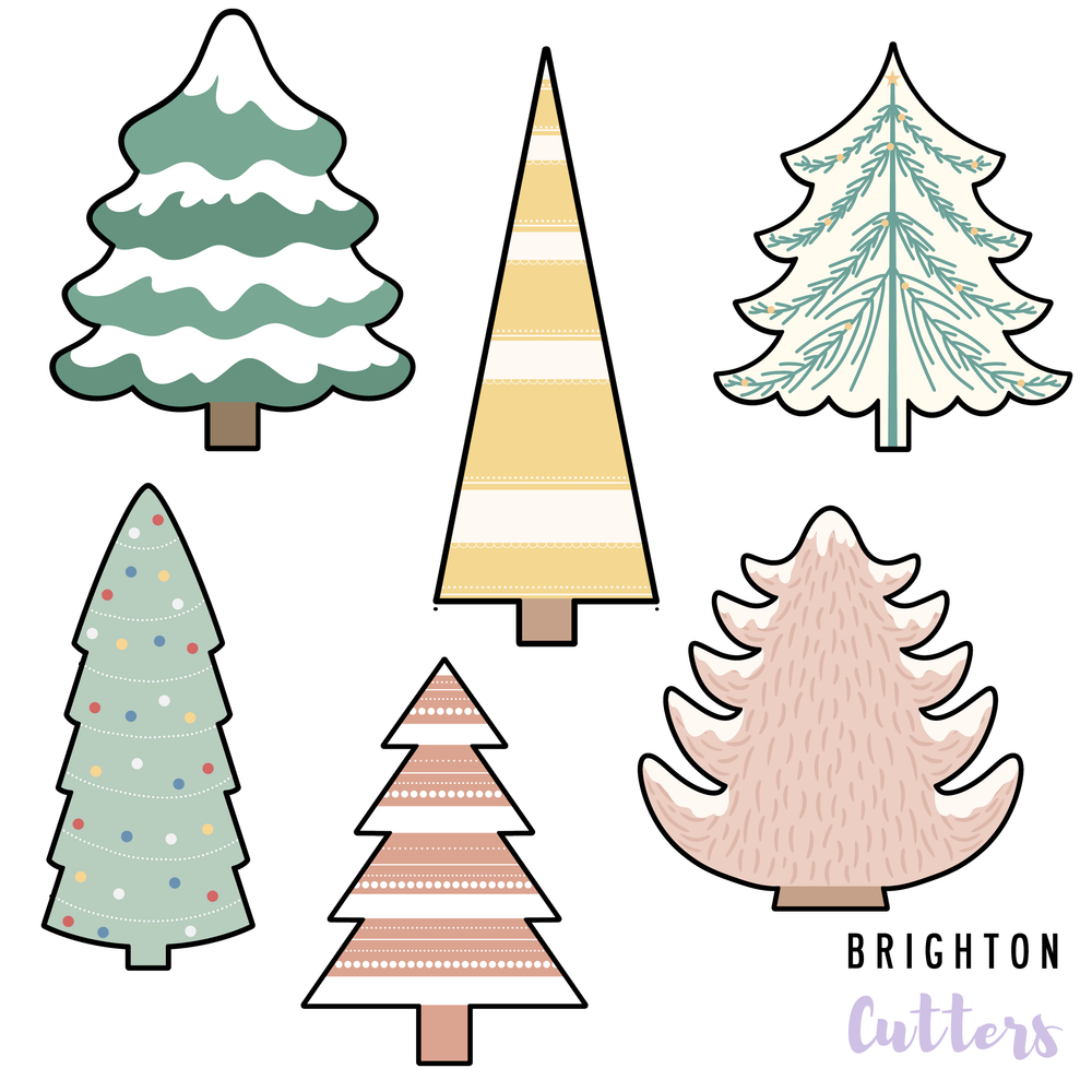 Trees Set of 6 Cookie Cutters | Brighton Cutters LLC