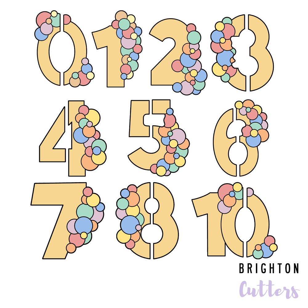 Balloon Garland Number Cookie Cutters | Brighton Cutters LLC