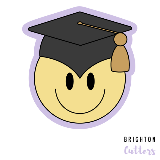 Grad Smiley Face Cookie Cutter | Brighton Cutters LLC